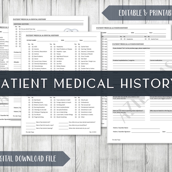 Medical Intake Form - Etsy