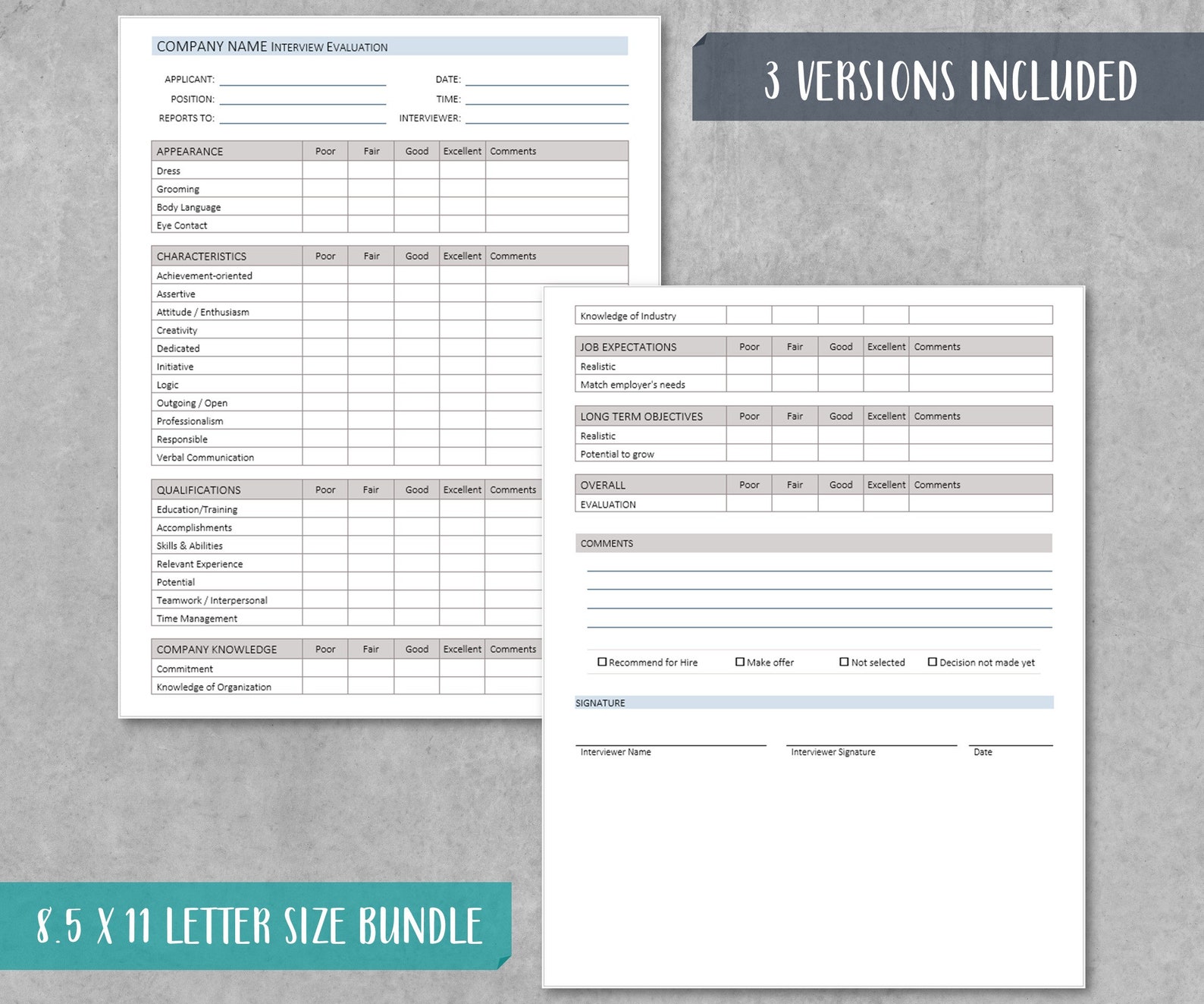 Applicant Interview Bundle: Agenda, Questions, Evaluation (editable ...