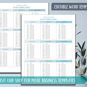Employee Directory Template: Staff Contact List (microsoft Word .dotx ...