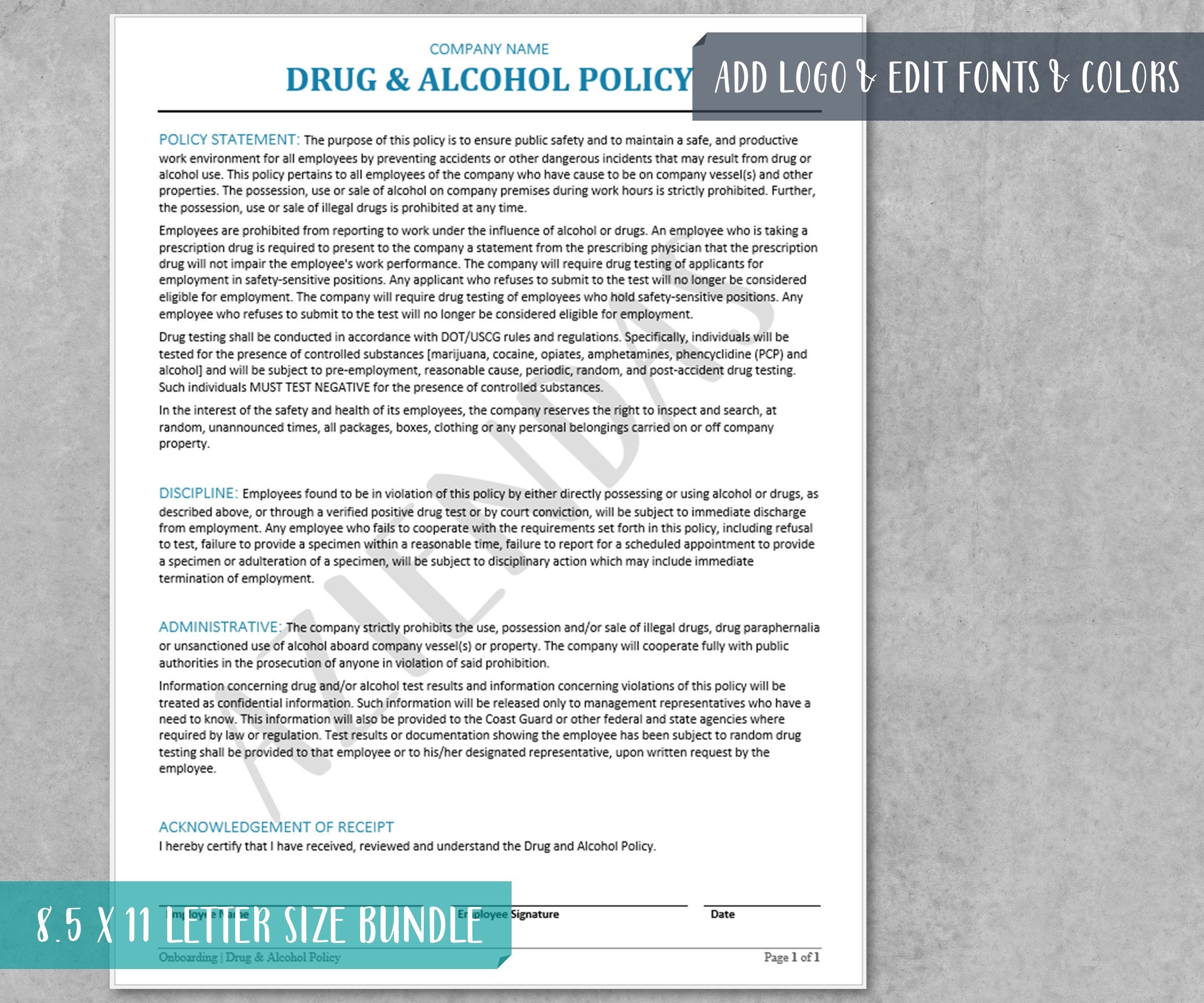 Employee Drug & Alcohol Policy Template | HR Employment Templates ...