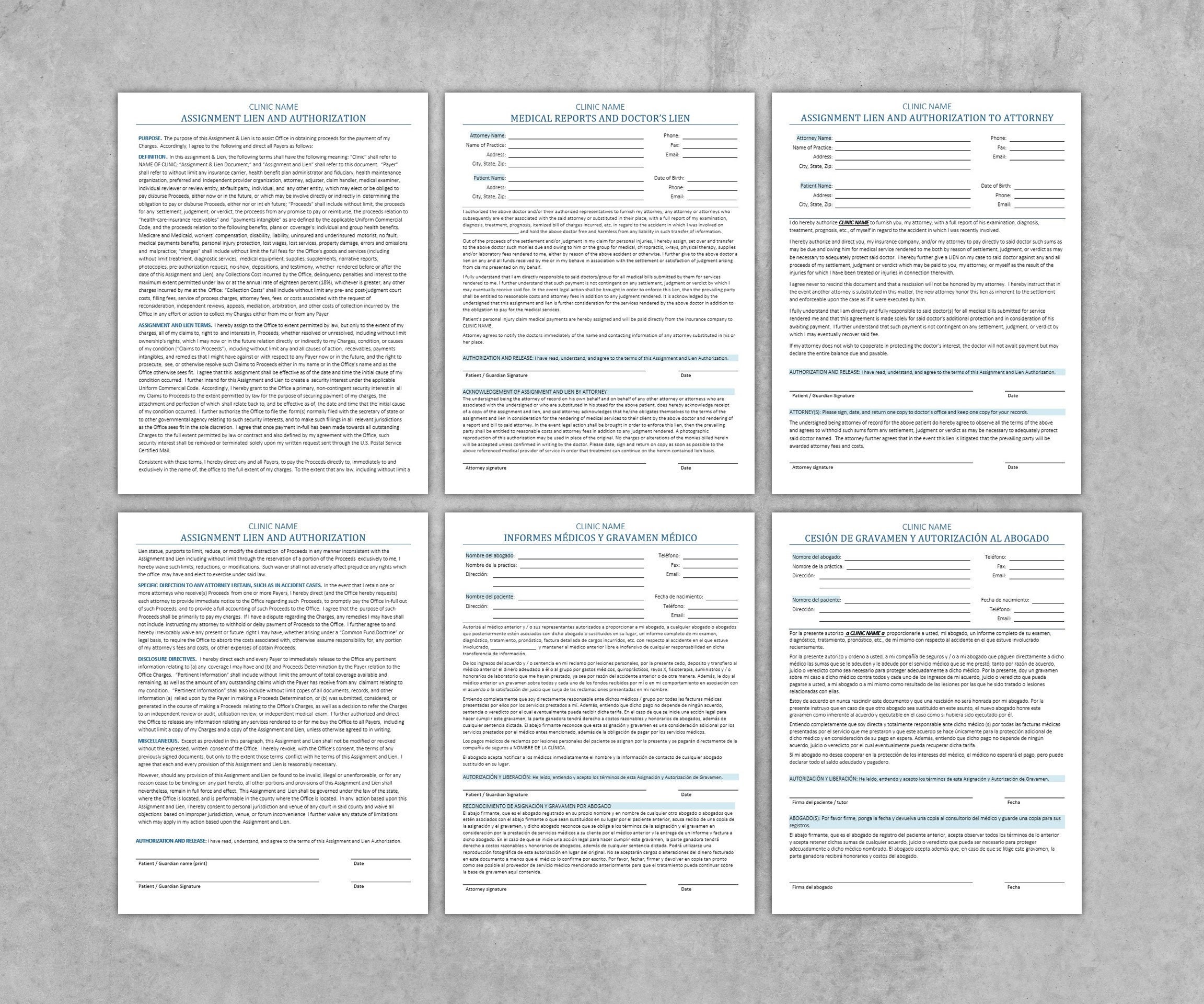 Medical Patient Intake Forms Bundle: Healthcare Templates (english ...