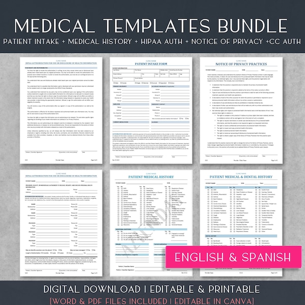 Spanish Medical Templates - Etsy