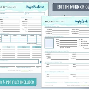 Doggy Daycare Bundle Registration Form New Dog Enrollment Application ...