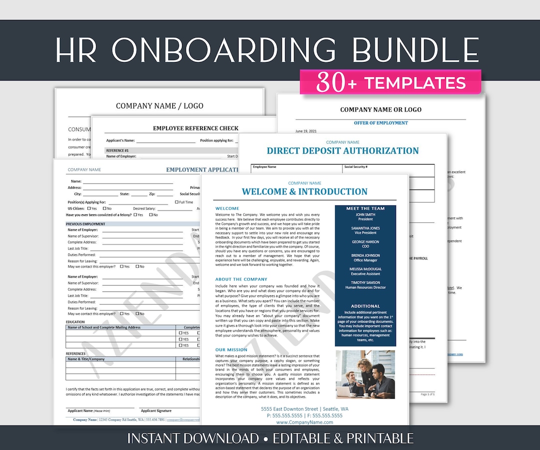 Employee Onboarding Bundle 30 Pages HR Bundle New Hire Employee ...