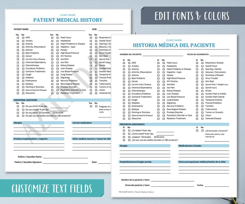 Vision Care Patient Intake Forms Bundle: Medical History, HIPAA ...