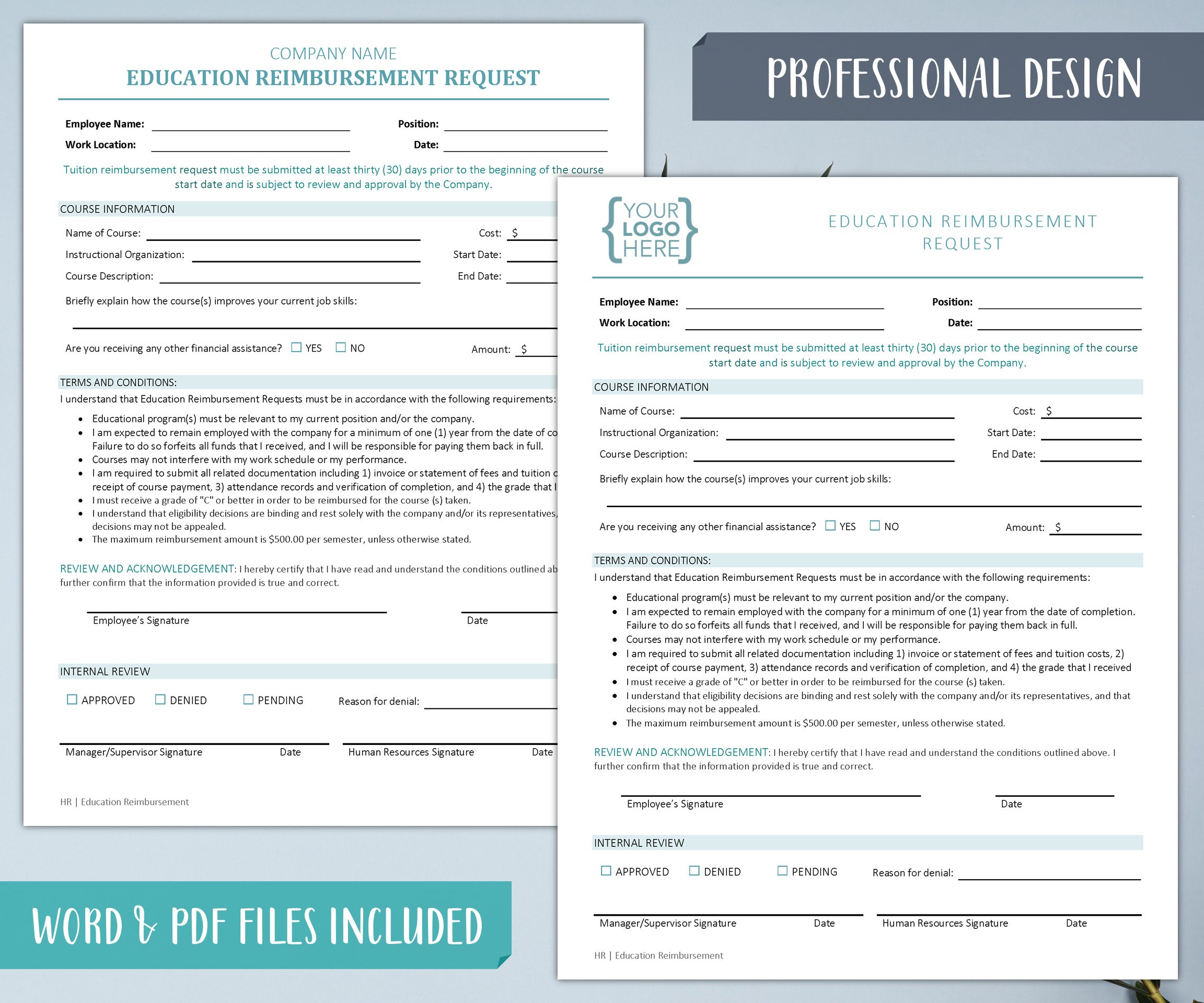 Employee Education Reimbursement Request Form Template Training ...