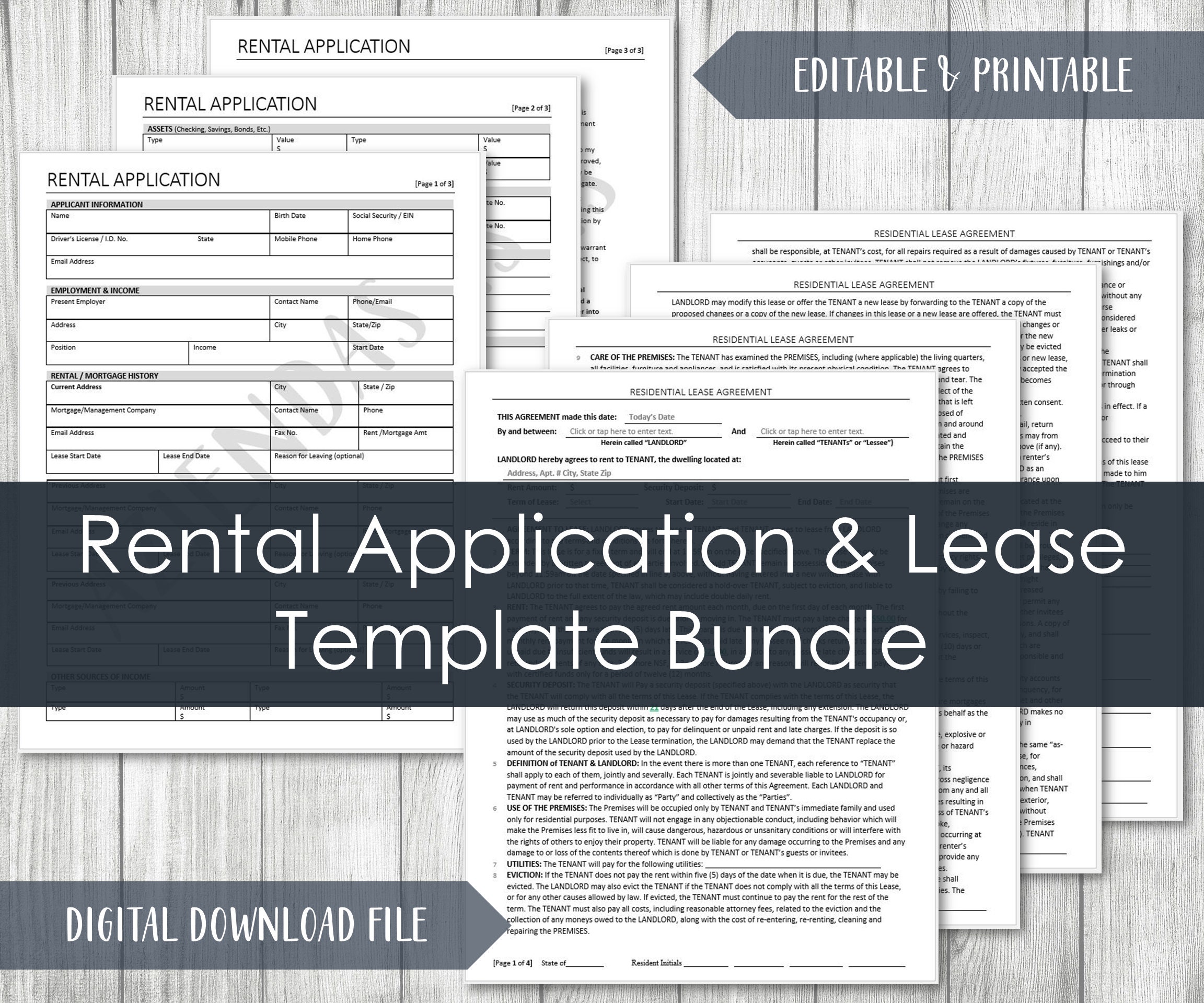 Rental Application Forms & Residential Lease Templates | Tenant ...