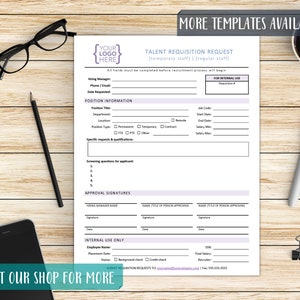 Employee Requisition Form Template: HR Hiring Process (8.5x11 Word, PDF) - Etsy