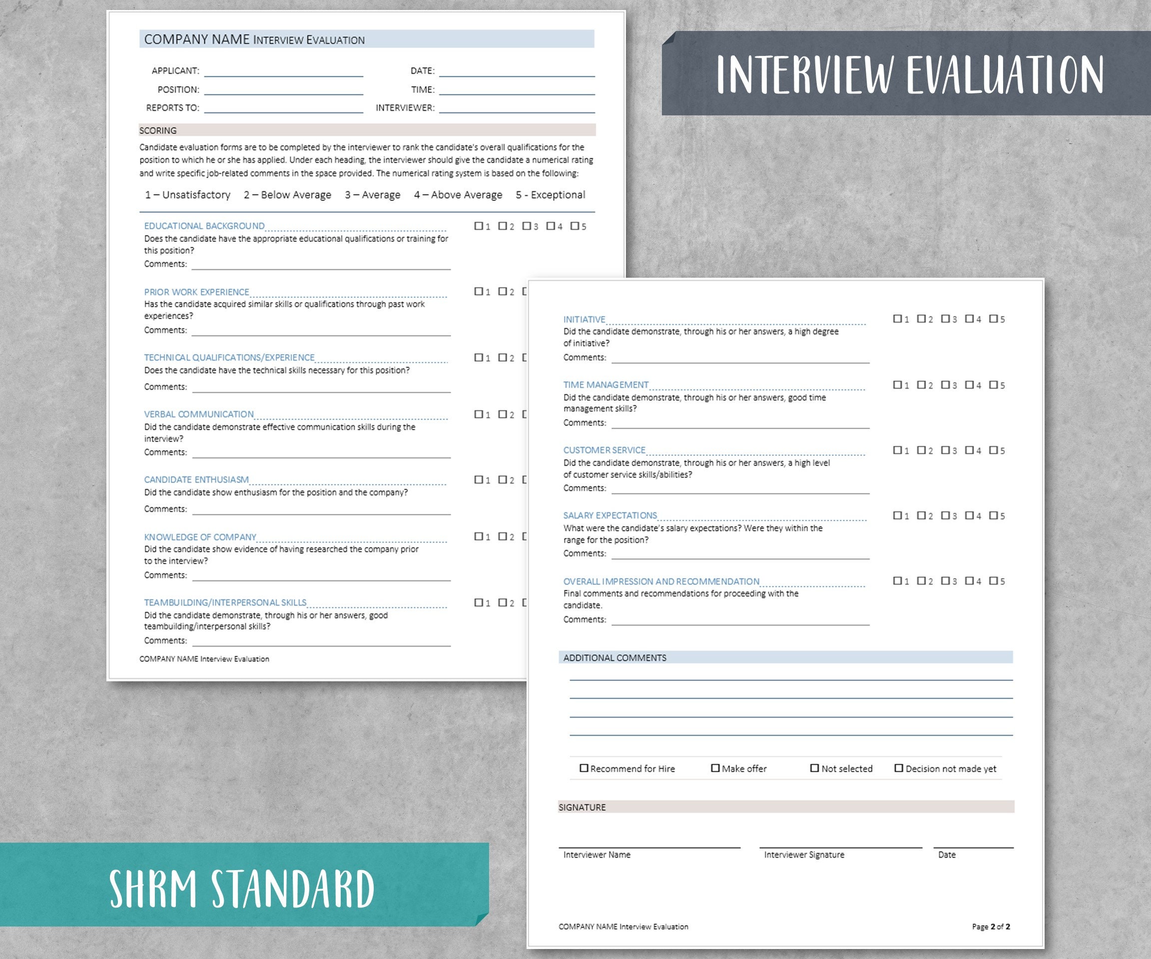 Applicant Interview Bundle: Agenda, Questions, Evaluation (editable ...