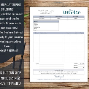 Virtual Assistant Invoice Template | Client Billing Time Tracking ...