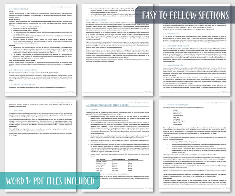 Employee Handbook Template: HR Onboarding, Employment Policies (8.5x11 ...