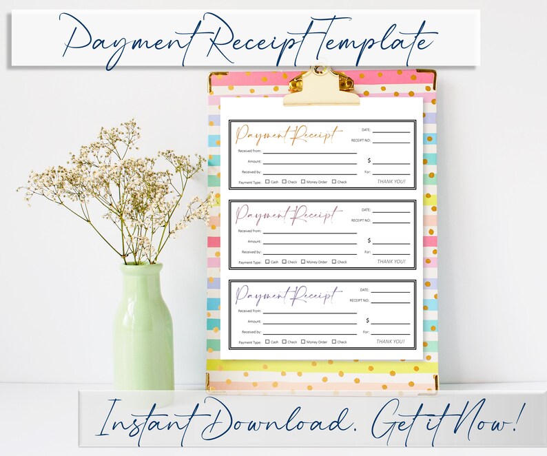 Receipt for Payment Template | Printable, Editable | Purchase Receipt ...