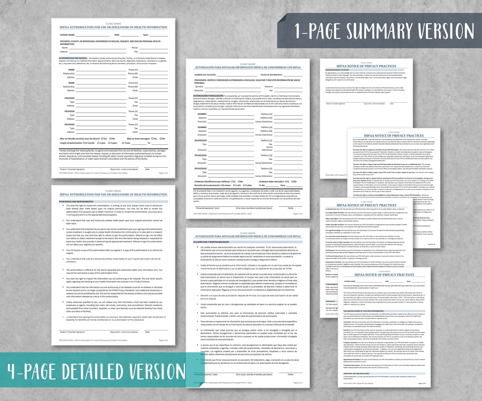 Medical Patient Intake Forms Bundle: Healthcare Templates (english ...