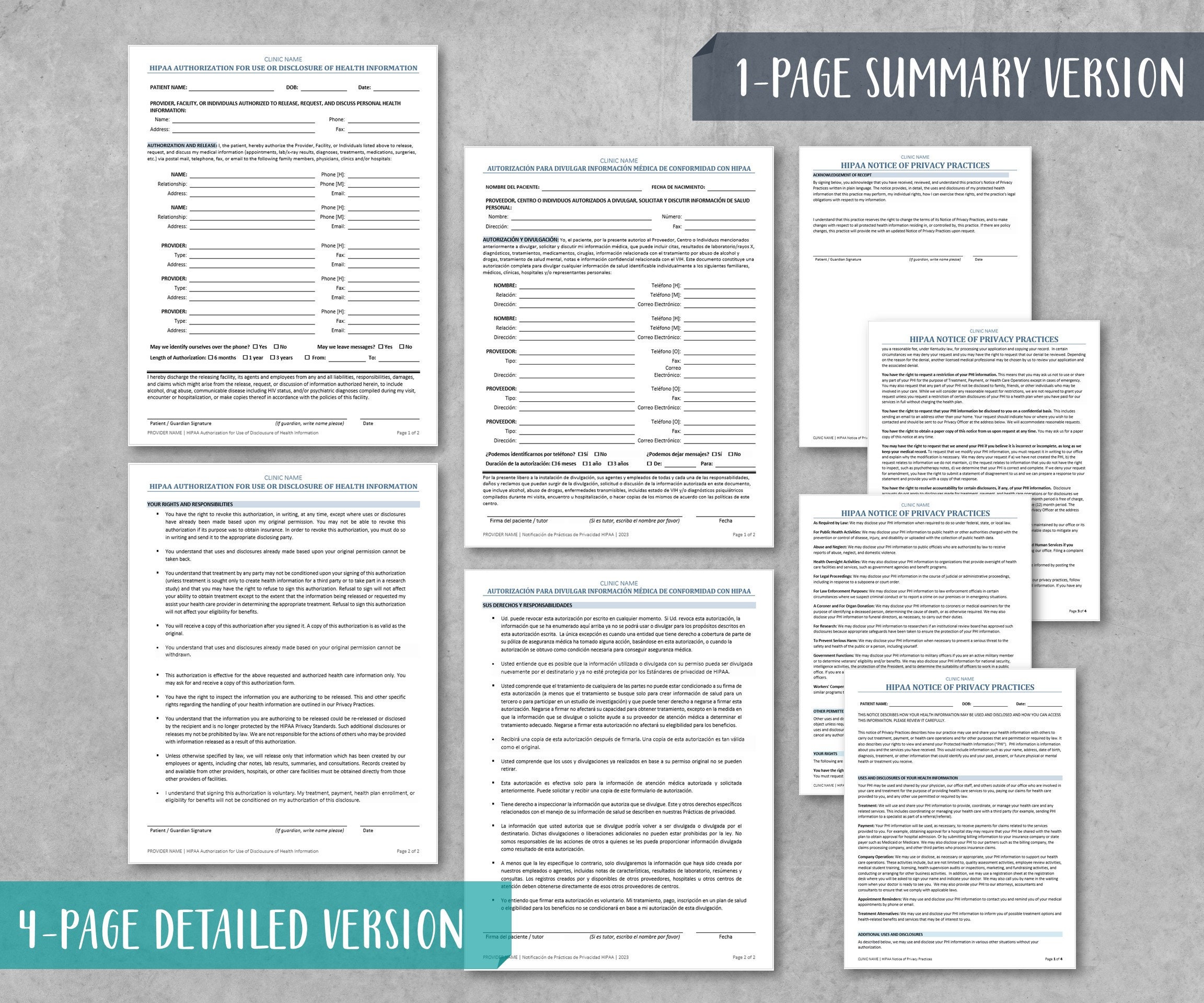 Medical Patient Intake Forms Bundle: Healthcare Templates (english ...