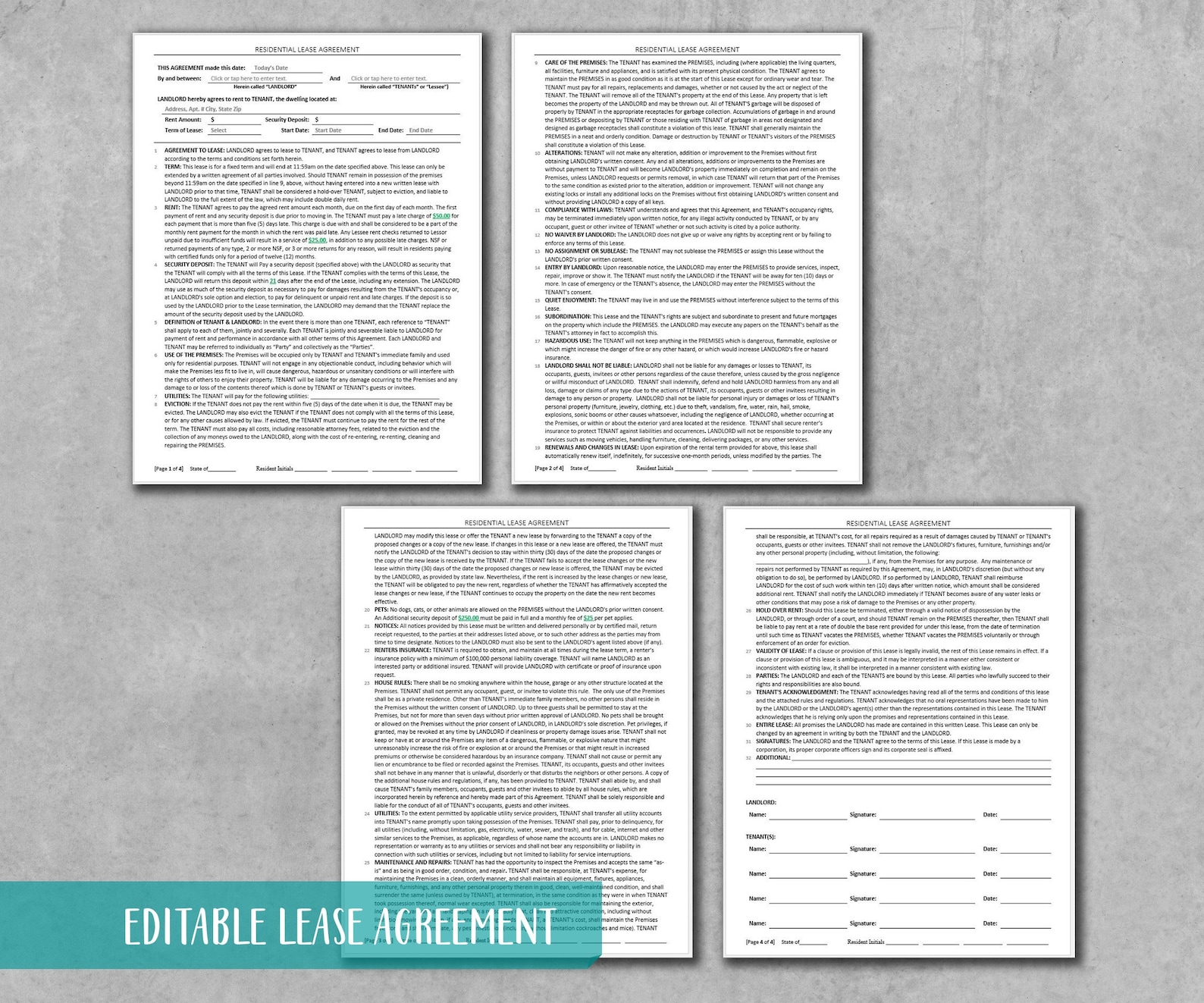 Landlord Rental Templates Bundle: 15+ Property Management Forms (word ...