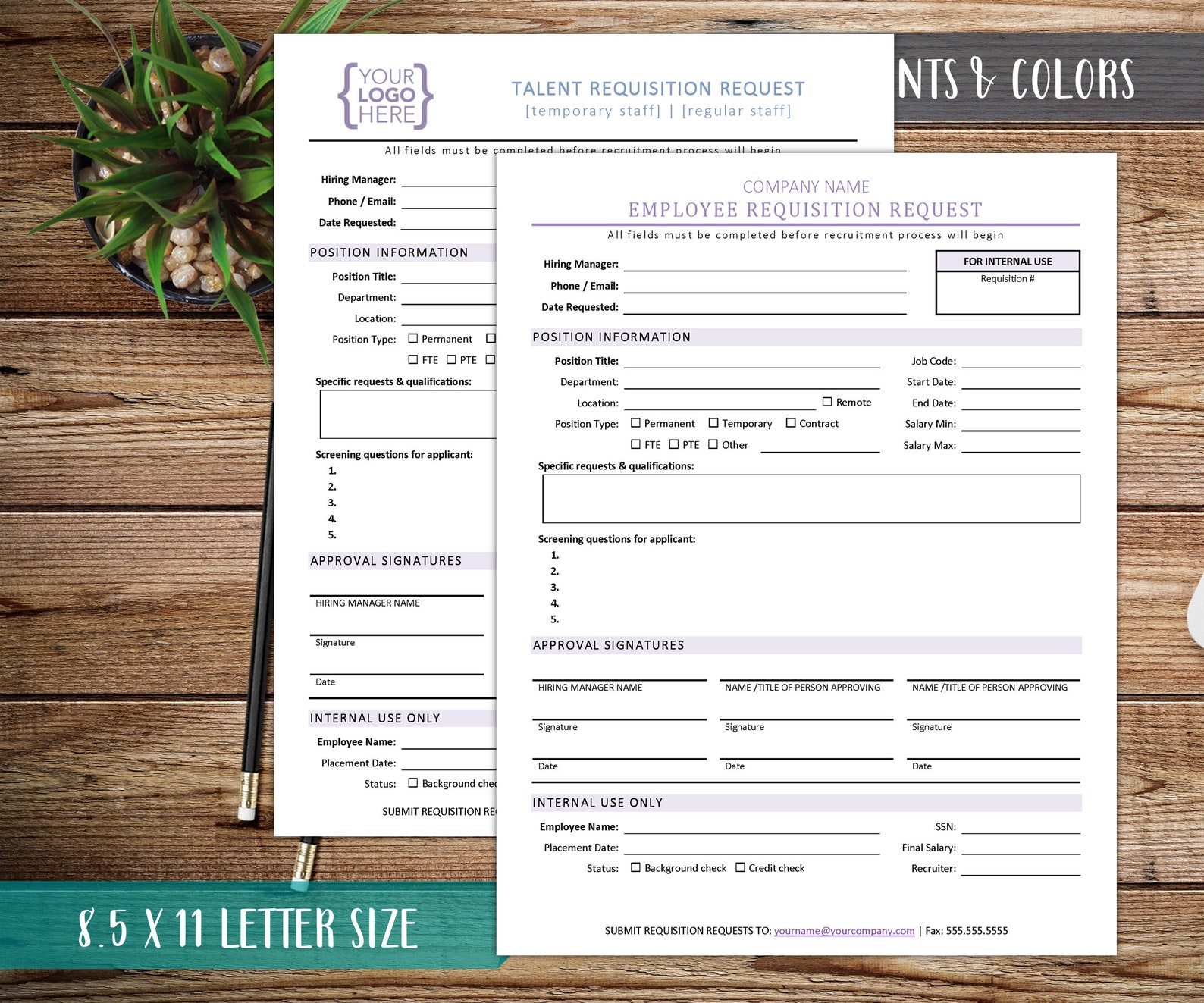 Employee Requisition Form Template: HR Hiring Process (8.5x11 Word, PDF ...