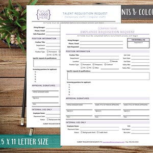Employee Requisition Form Template: HR Hiring Process (8.5x11 Word, PDF ...