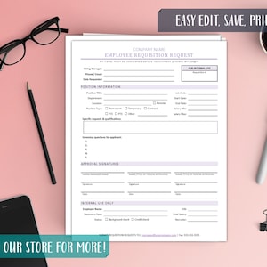 Employee Requisition Form Template: HR Hiring Process (8.5x11 Word, PDF ...