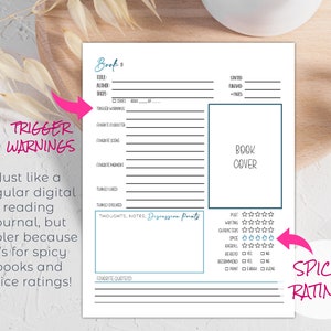 NEW Spicy Reading Journal Booktok Spice Rating Review Romance Reading ...