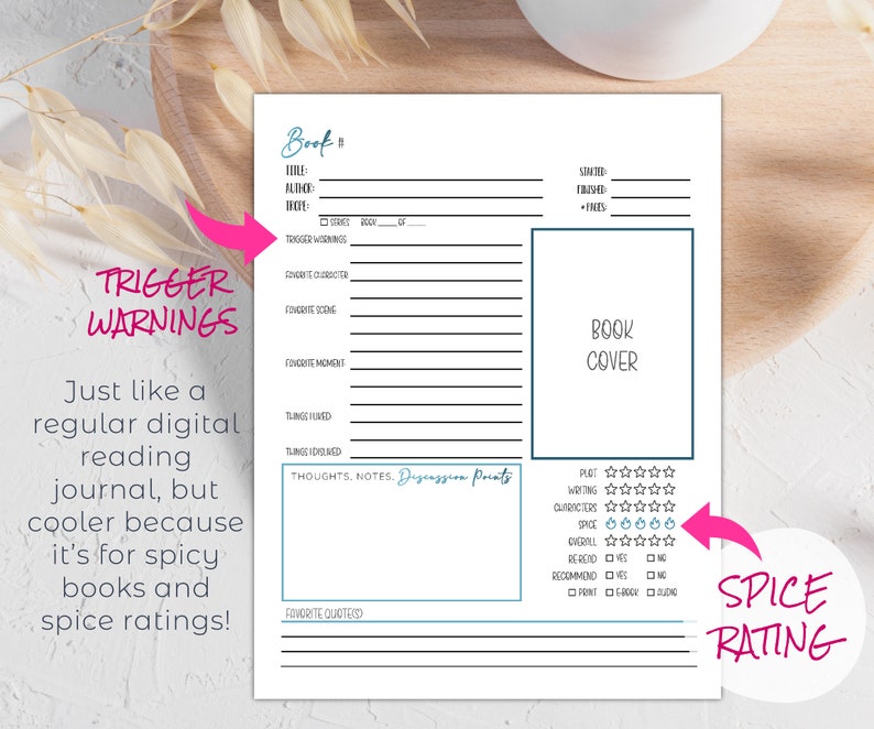 Spicy Reading Journal: Booktok Review Diary (printable PDF) - Etsy
