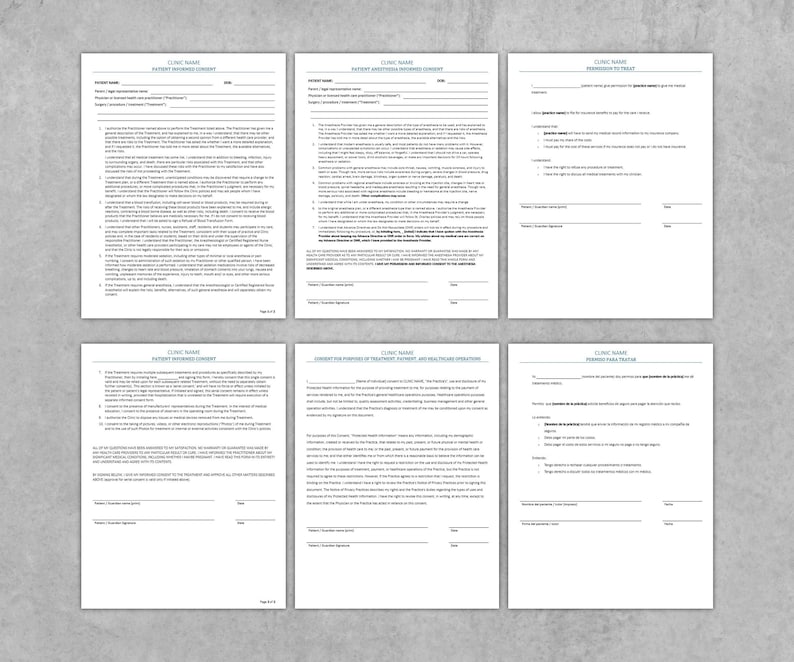 Medical Patient Intake Forms Bundle: Healthcare Templates (english ...