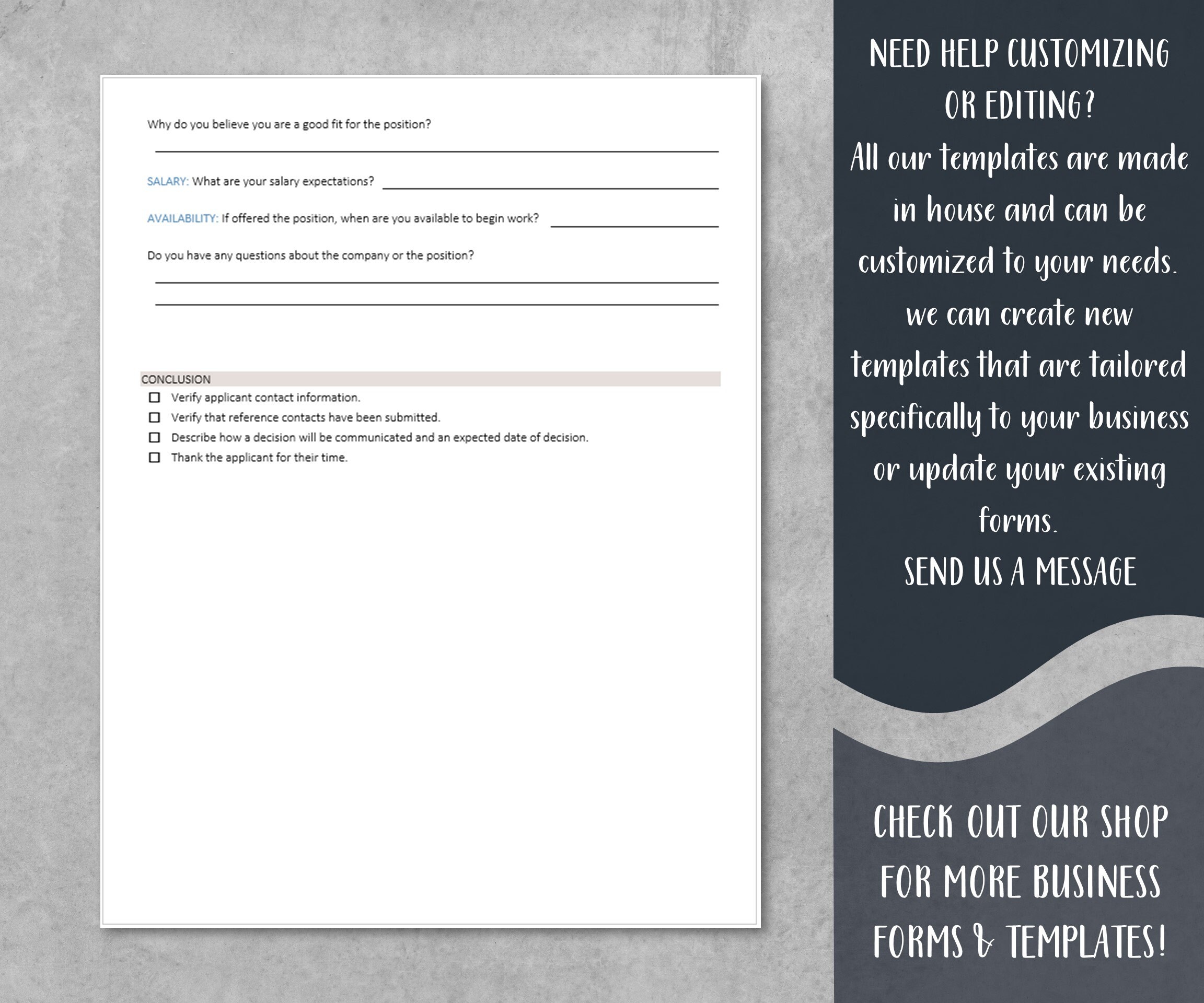 Applicant Interview Questions Template: Editable HR Planner (digital ...