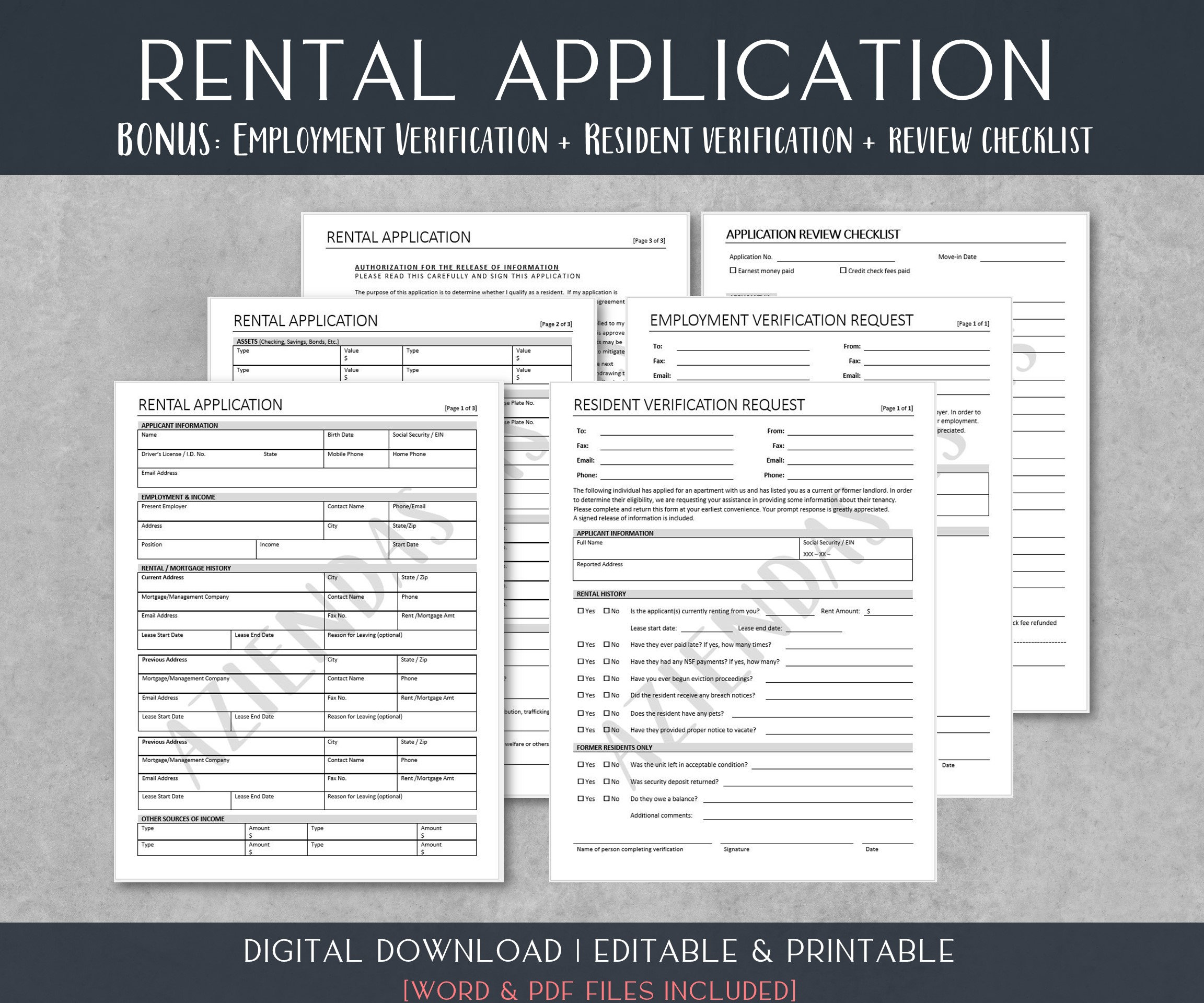 Rental Application Word