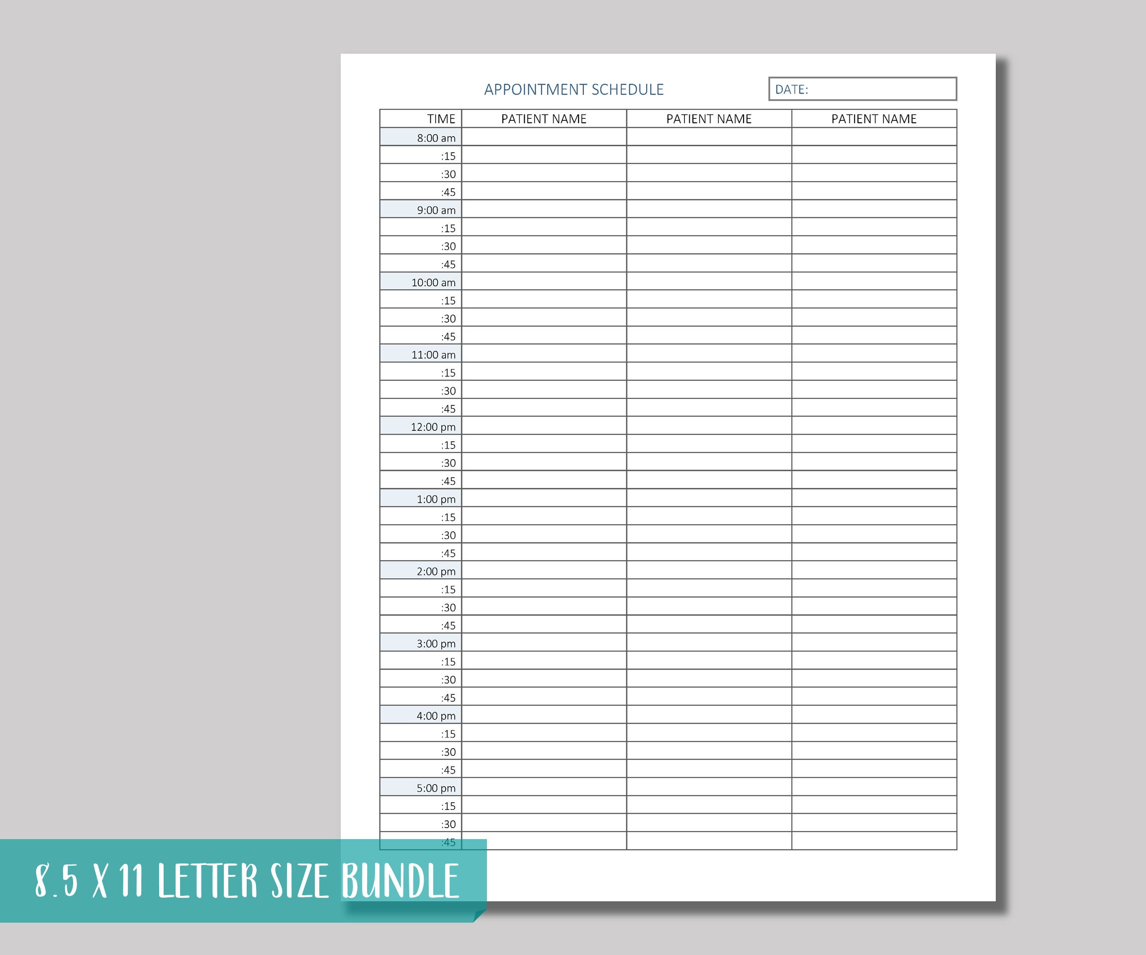 Patient Appointment Sheet | Daily Appointment Schedule Tracking ...