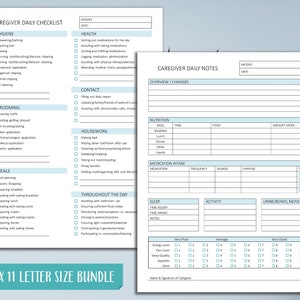 Caregiver Daily Task List & Note Page for Monitoring Patient Health ...