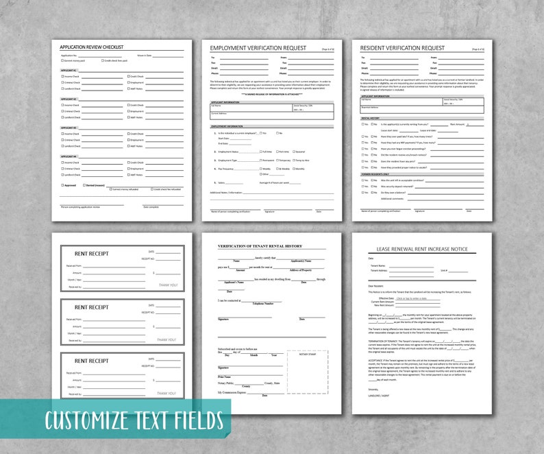 Landlord Rental Templates Bundle 15 Forms Tenant Forms Renter, Landlord ...