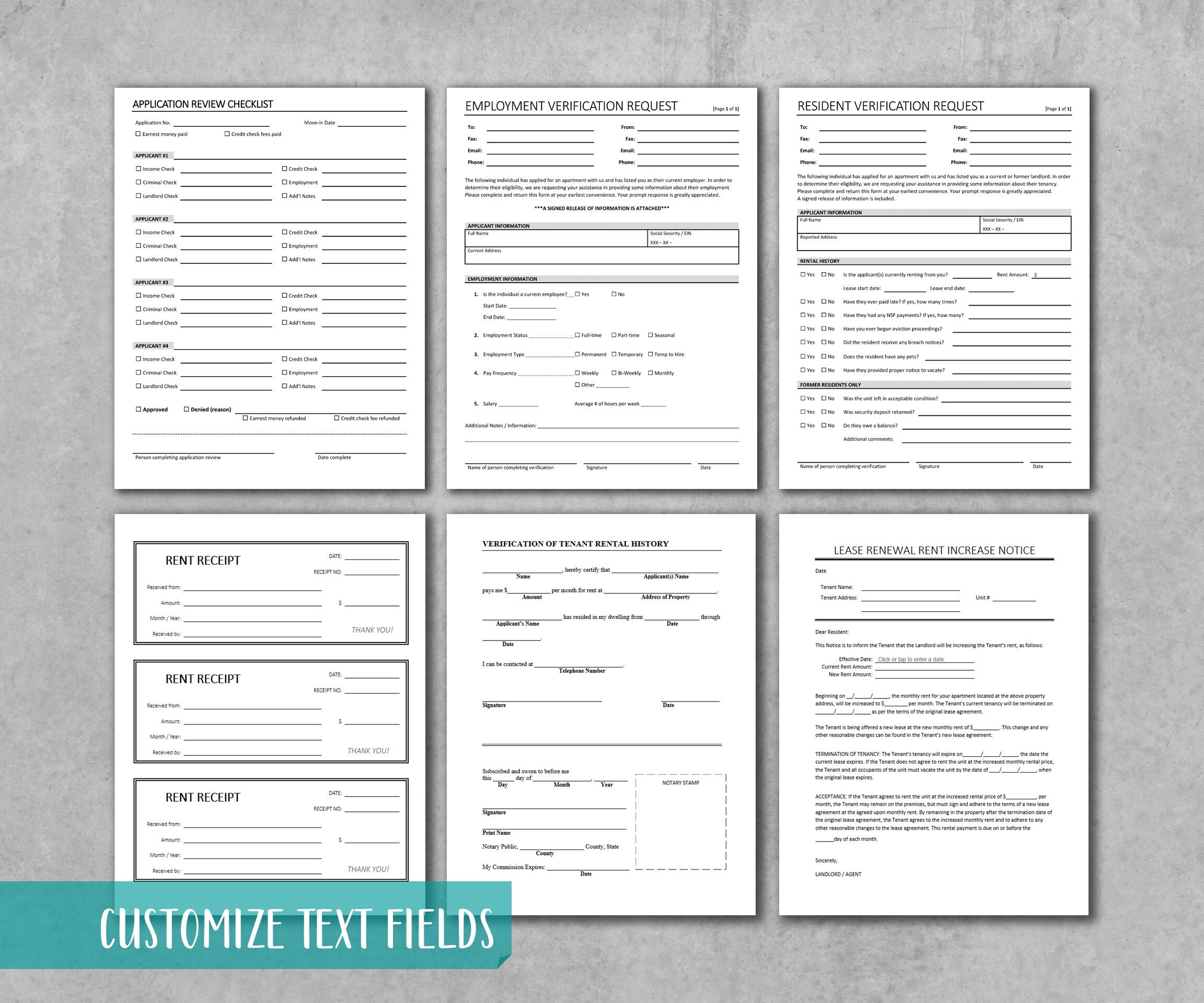Landlord Rental Templates Bundle: 15+ Property Management Forms (word ...