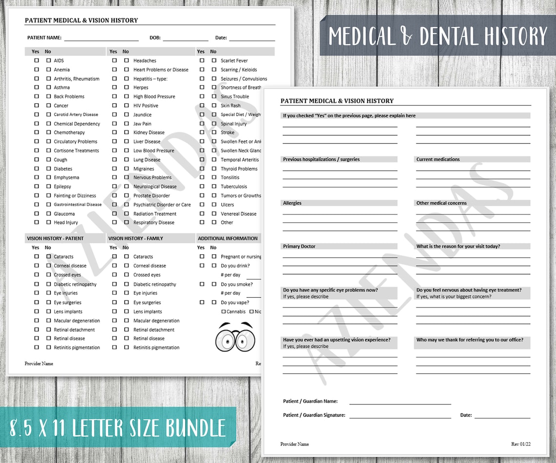Patient Medical History Template Healthcare & Clinic Intake Forms ...
