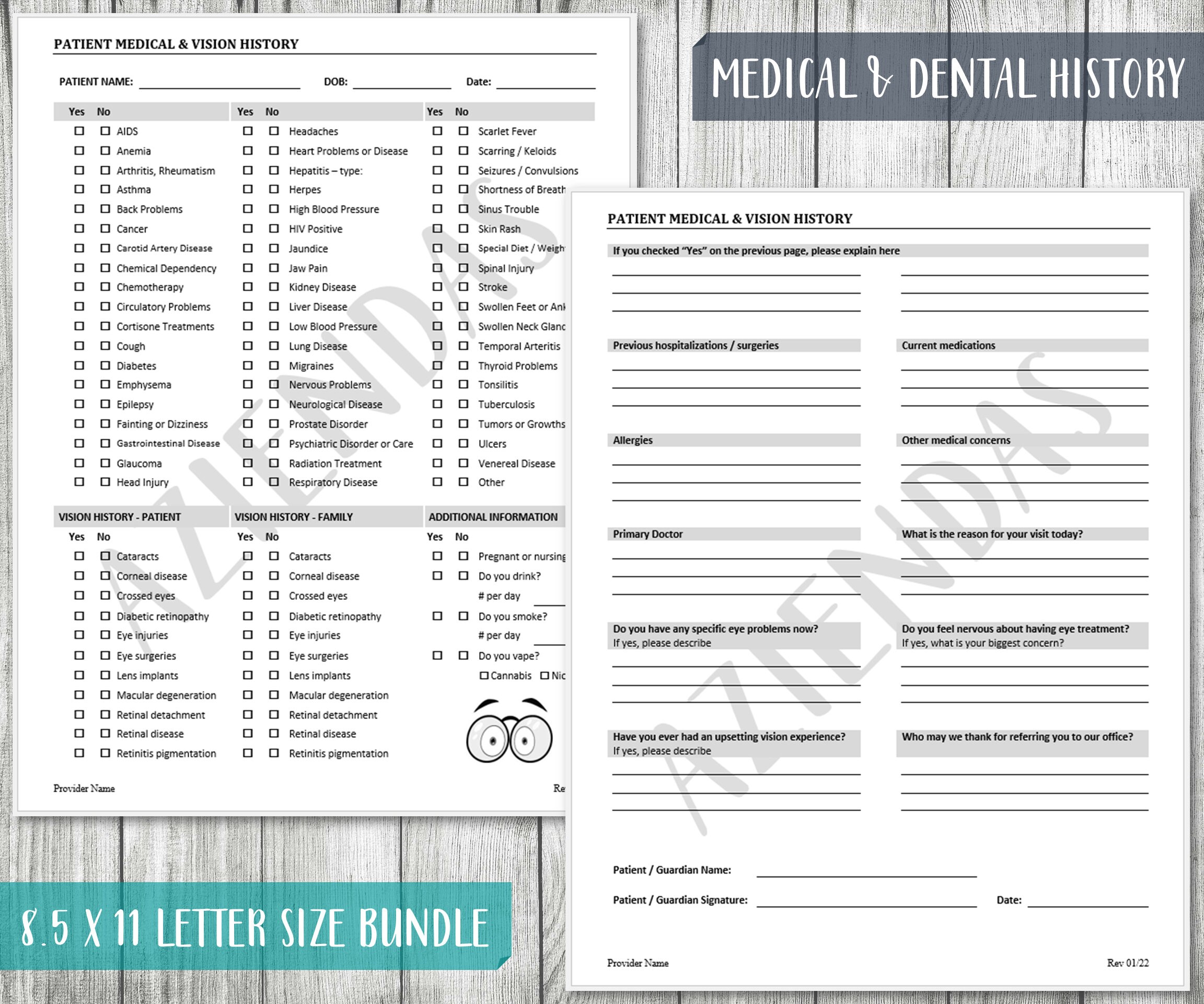 Patient Medical History Template: Editable Clinic Intake Forms (PDF ...
