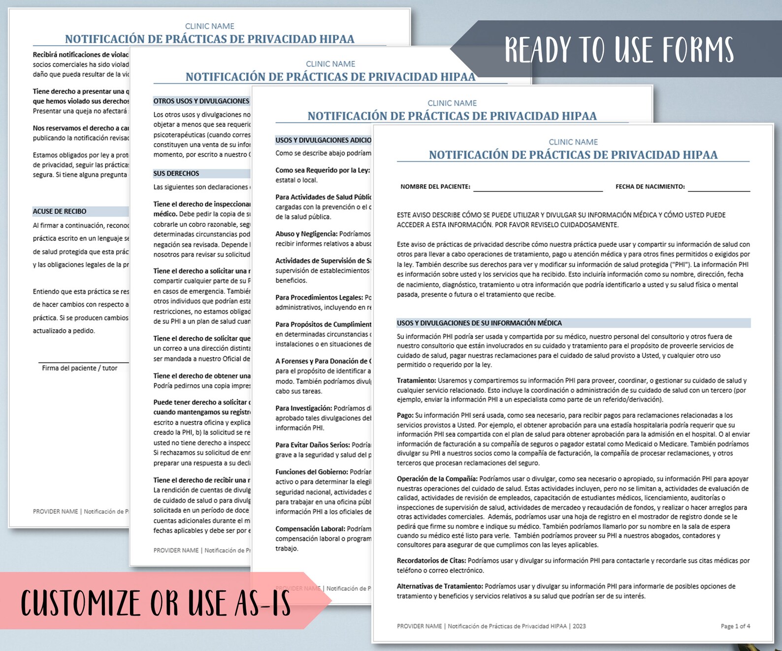 Medical Intake & Patient Information Template Bundle English - Etsy