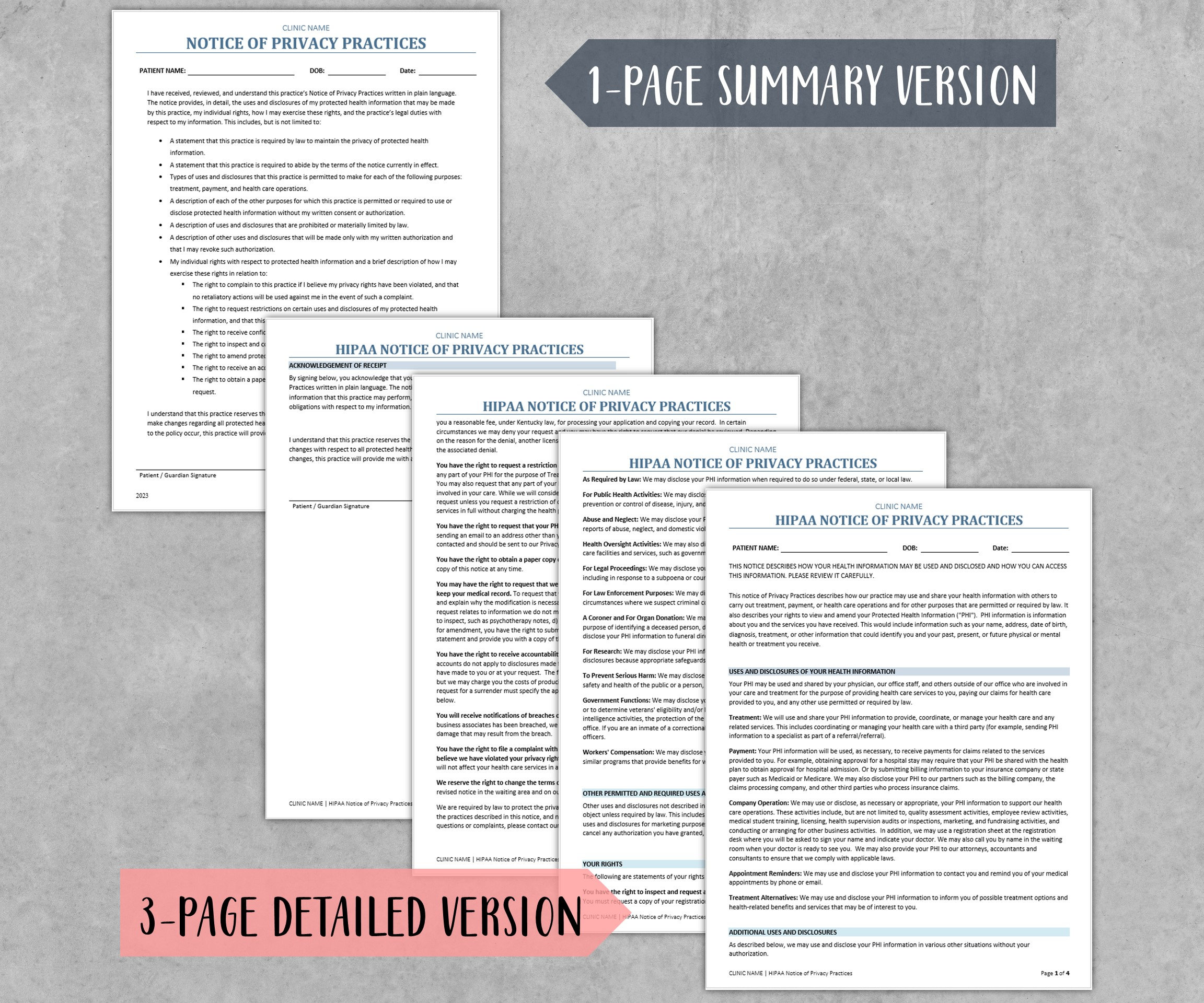 HIPAA Notice of Privacy Practices Template: Medical Intake Forms (PDF ...