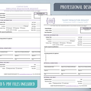 Employee Requisition Form Template: HR Hiring Process (8.5x11 Word, PDF ...