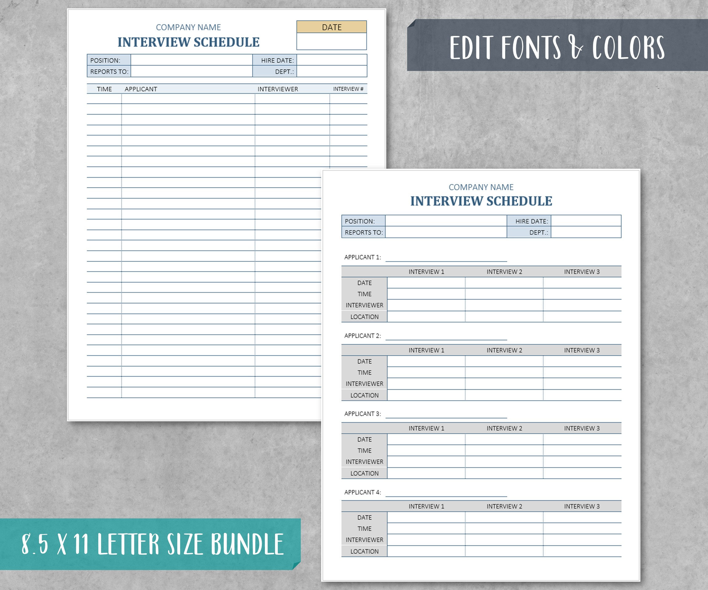 Applicant Interview Bundle: Agenda, Questions, Evaluation (editable ...
