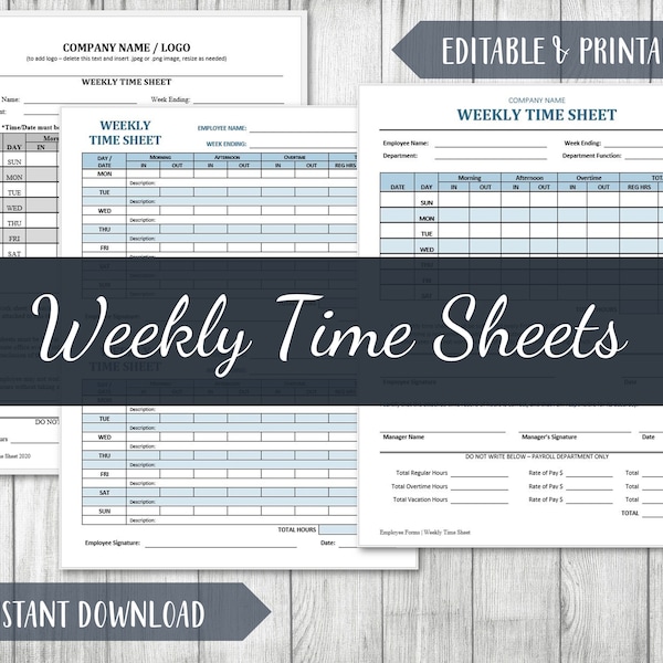 Bi Weekly Time Sheet - Etsy