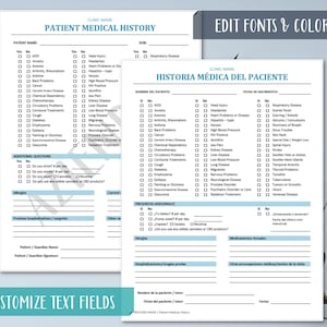 Medical Intake & Patient Information Template Bundle | English ...
