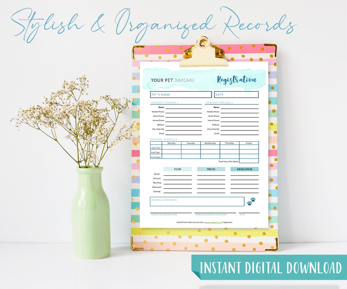 Dog Daycare Registration Form New Dog Enrollment Application New Dog ...