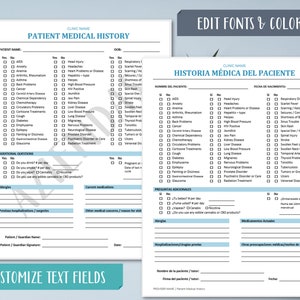 Dental Patient Intake Templates Bundle -english & Spanish | Medical ...