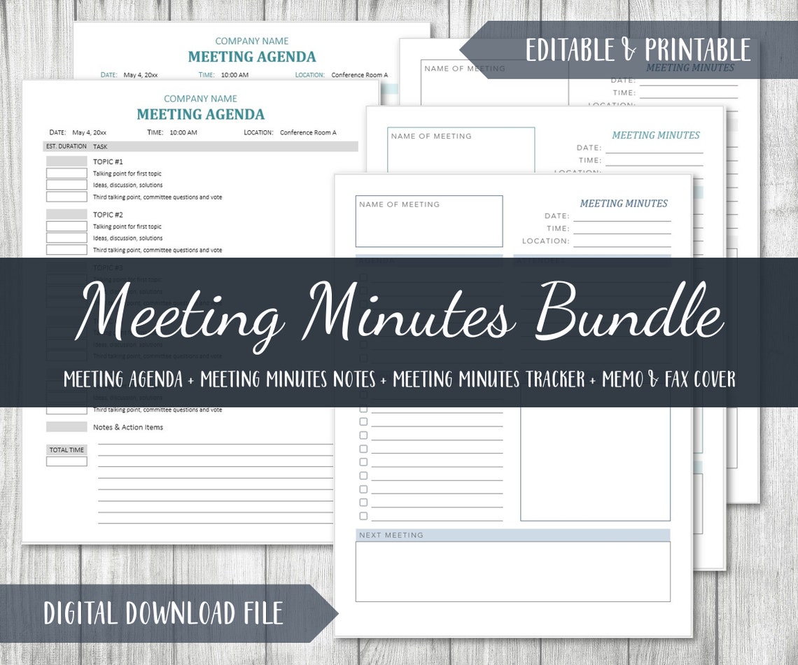 Meeting Minutes Template | Meeting Agenda | Tracker | Notes | Action ...