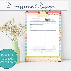 Virtual Assistant Invoice Template | Client Billing Time Tracking ...
