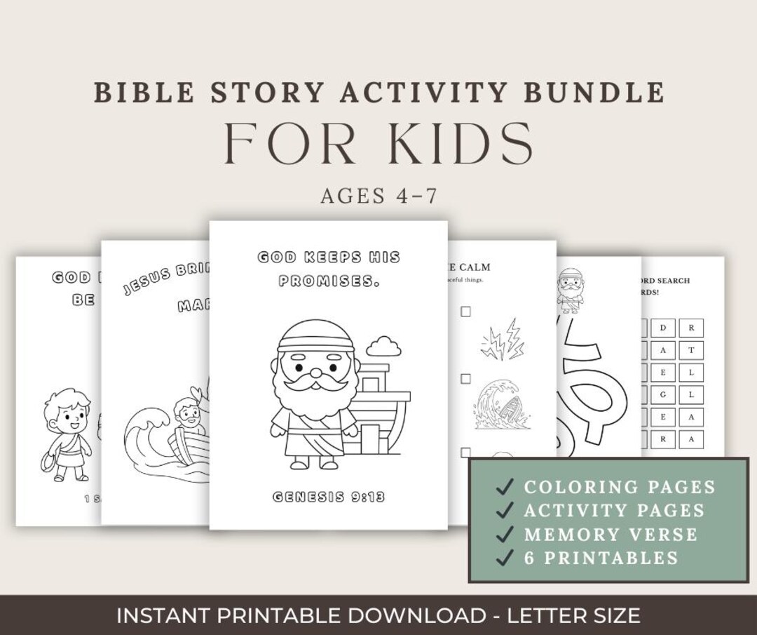 Bible Story Activity Bundle for Kids (ages 4–7) | Sunday School ...
