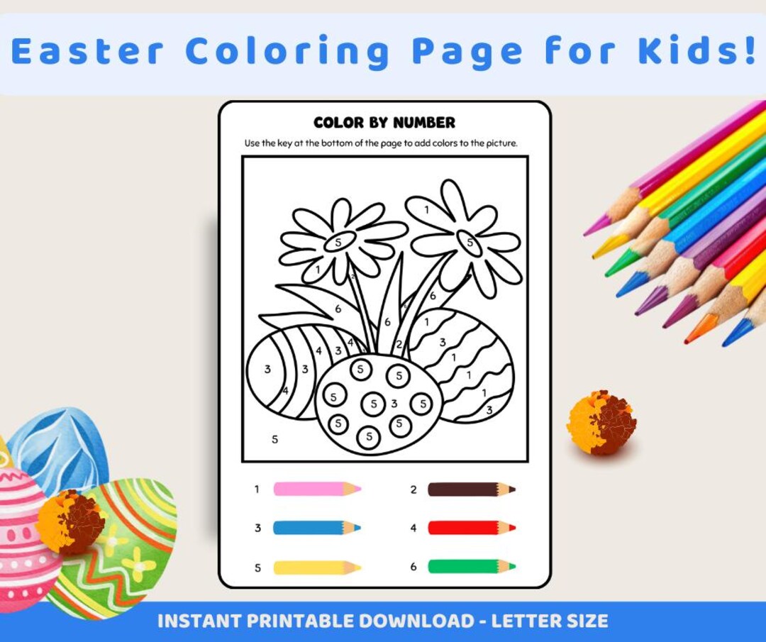 Easter Color by Number Printable, Kids Spring Coloring Page, Preschool ...