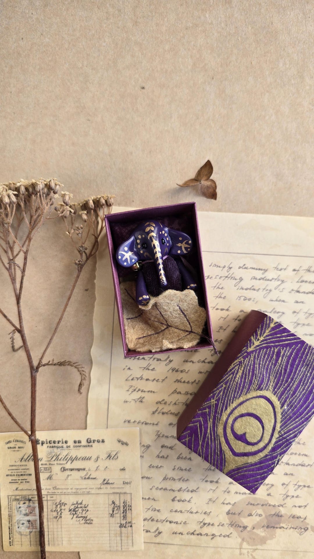 Tiny Purple Elephant With Bird Matchbox Art Miniature Indian Clay ...