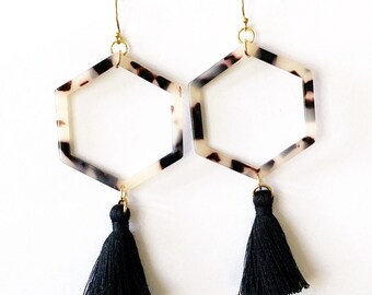 Tortoise Shell Acetate Starburst Dangle Earrings Acrylic | Etsy