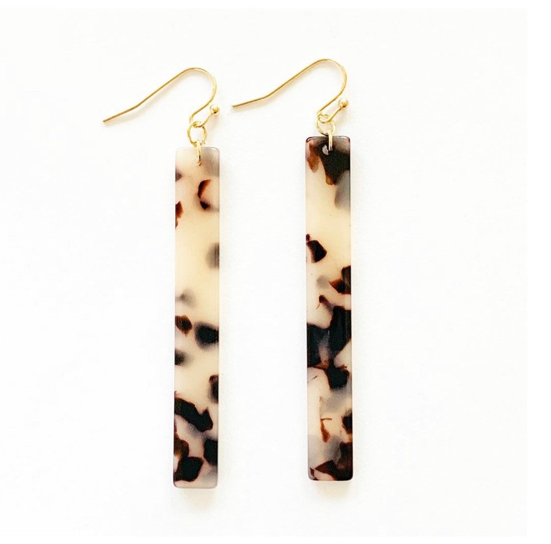 Light Tortoise Shell Acetate Bar Earrings - Etsy