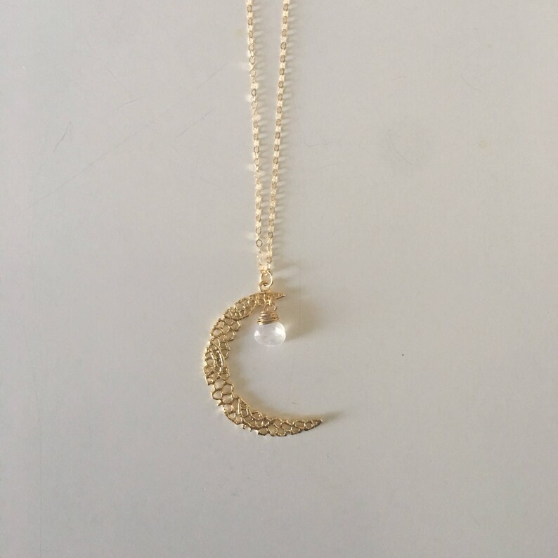 Filigree Moon Necklace // Crescent Moon Necklace // I Love You - Etsy