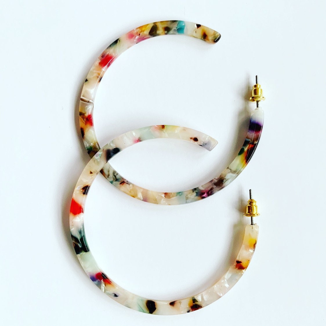 Large Acrylic Hoops // Tortoise Shell Hoops // Resin Hoops // - Etsy